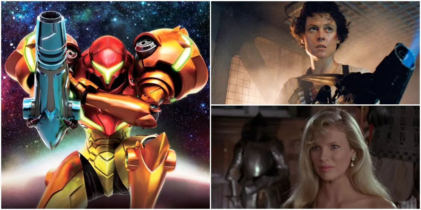 Samus muri Metroid, Sigourney Weaver muri Aliens, na Kim Basinger muri Batman