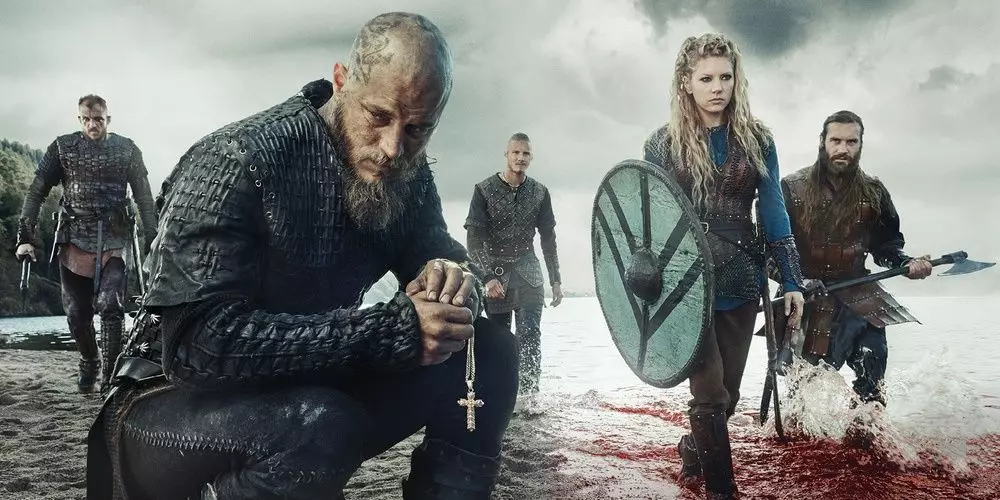 Ragnar, Floki, Lagertha, Björn och Rollo i Vikings