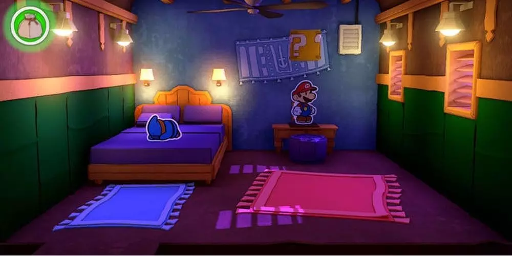 Paper Mario Hotelska soba Origami King Mario Sleeping Shy Guy