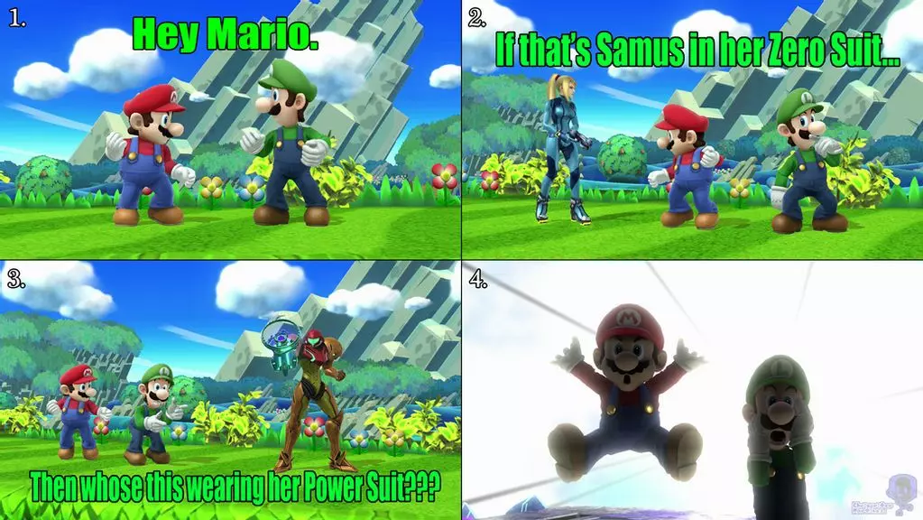 Super Smash Bros meme Mario Luigi Samus