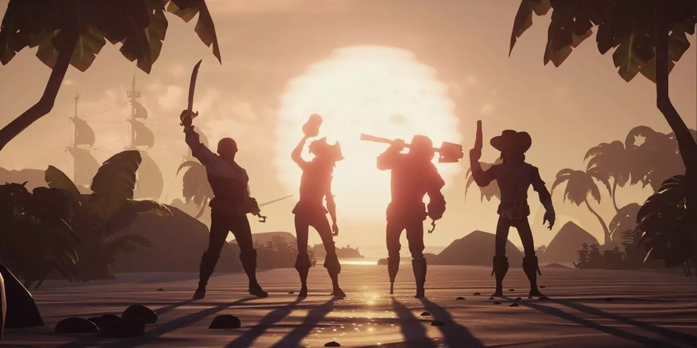 celebración da tripulación pirata de sea of thieves