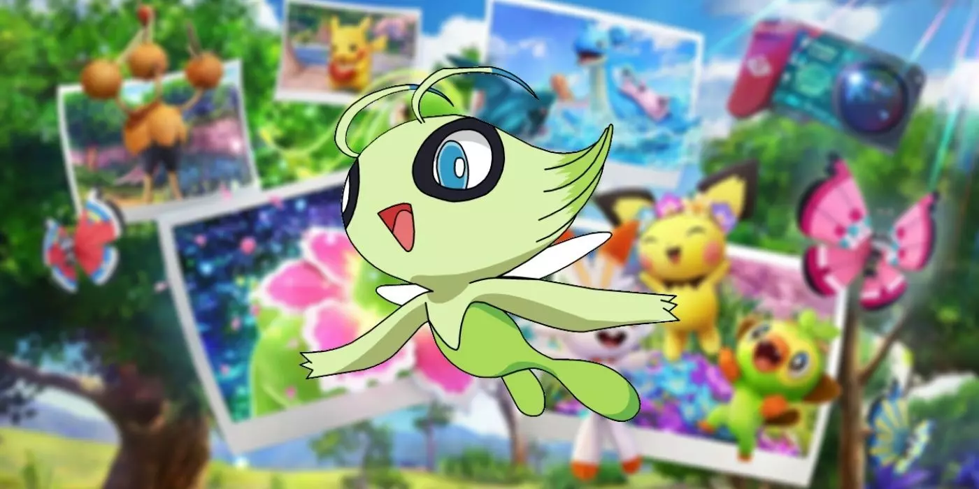 celebi pokemon sobre arte borrosa de pokemon snap