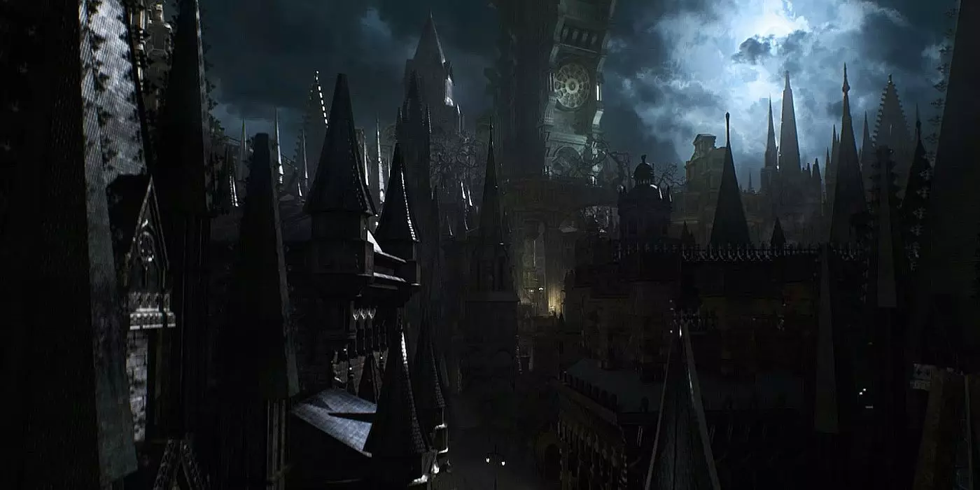 vista aérea de yharnam