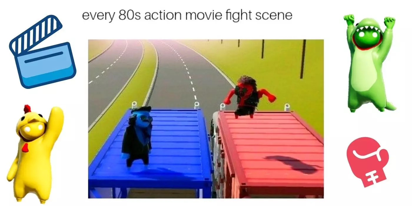 Gang Beasts Meme 80 ની મૂવીઝ એક્શન ફાઈટ