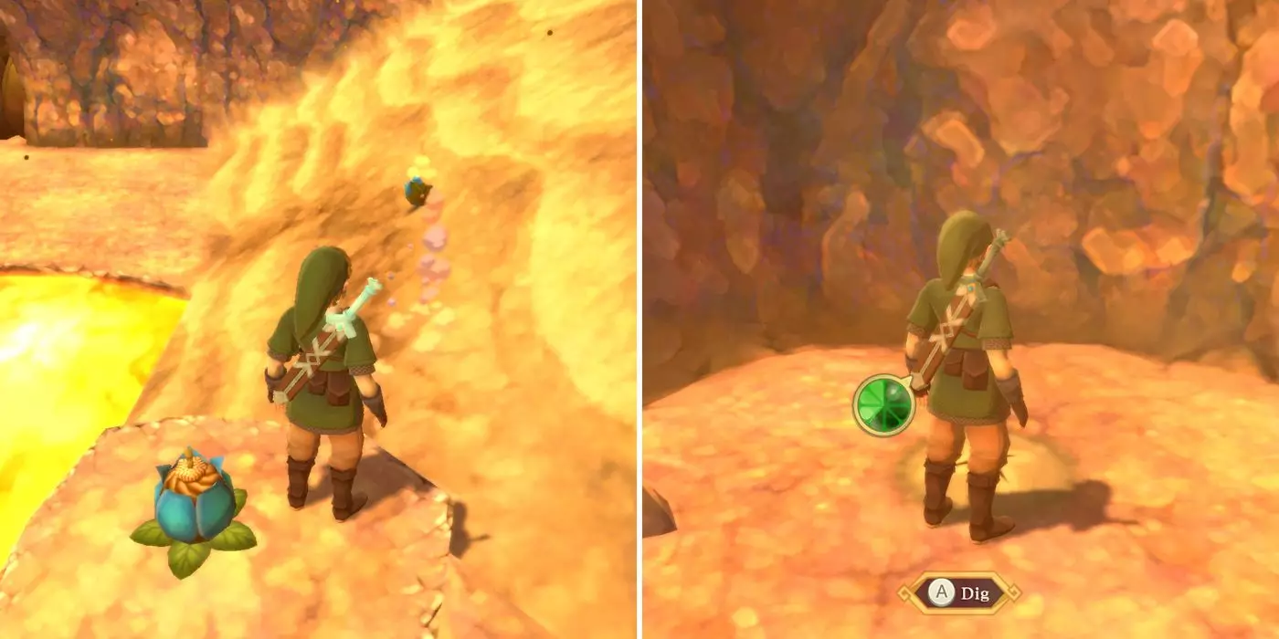 จุดที่ชิ้นส่วนคีย์สุดท้ายฝังอยู่ใน The Legend of Zelda: Skyward Sword HD