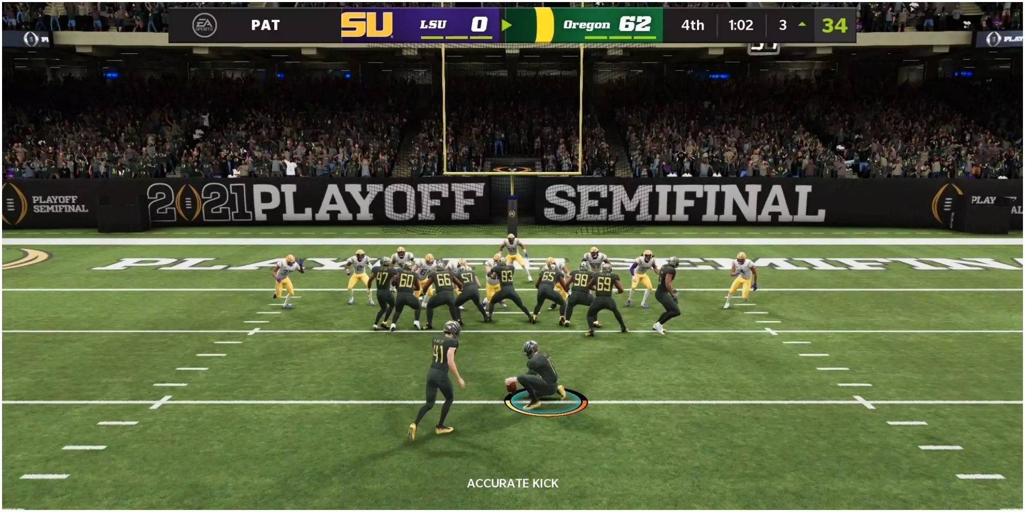 Madden NFL 22 schießt ein Field Goal mit großem Vorsprung