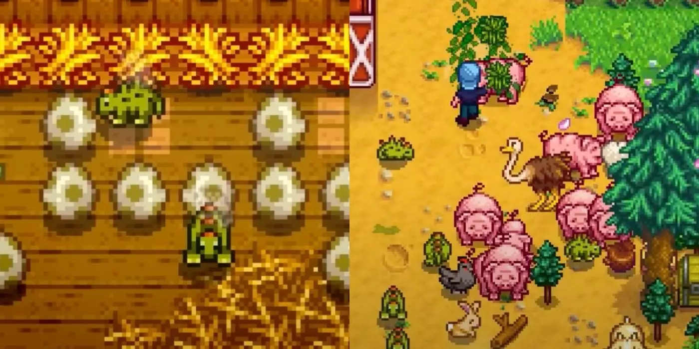 dino e avestruz animais raros em Stardew Valley