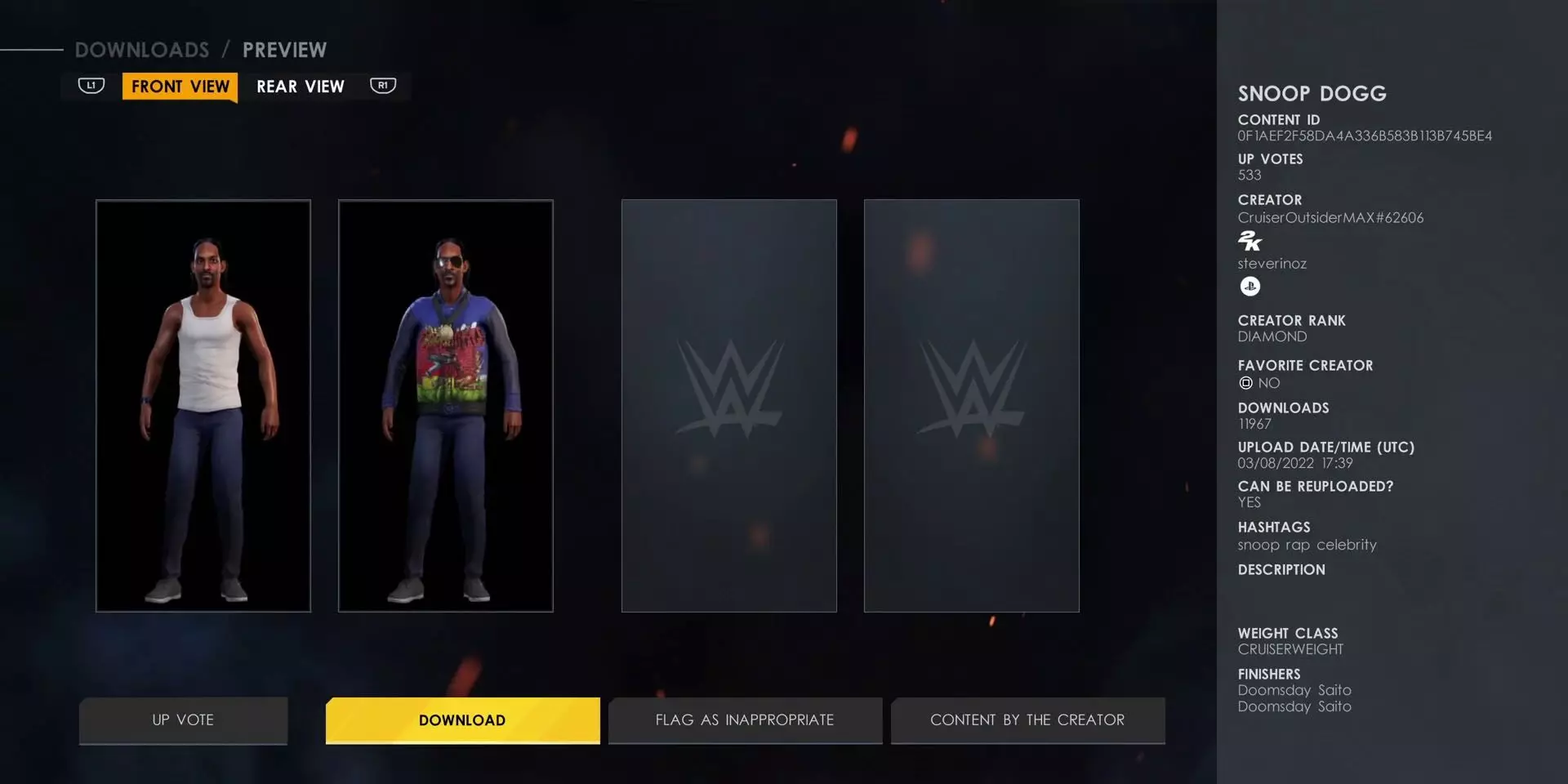 wwe-2k22-meilleures-superstars-personnalisées-basées-sur-célébrités-snoop-dogg