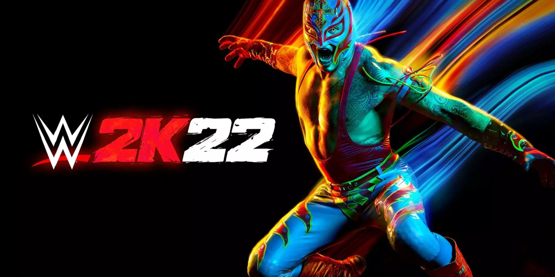 wwe 2k22-logo met rey mysterio