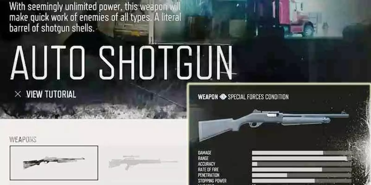 Days Gone Auto Shotgun -valikkonäyttö