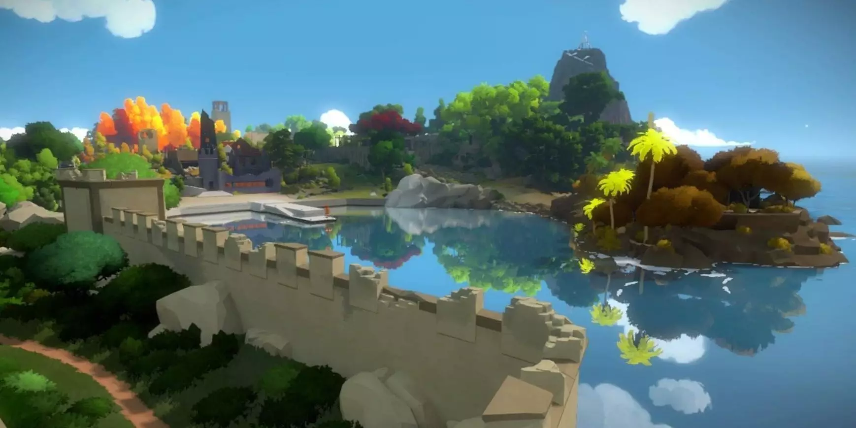 Uitsig oor The Witness se eiland en omliggende see