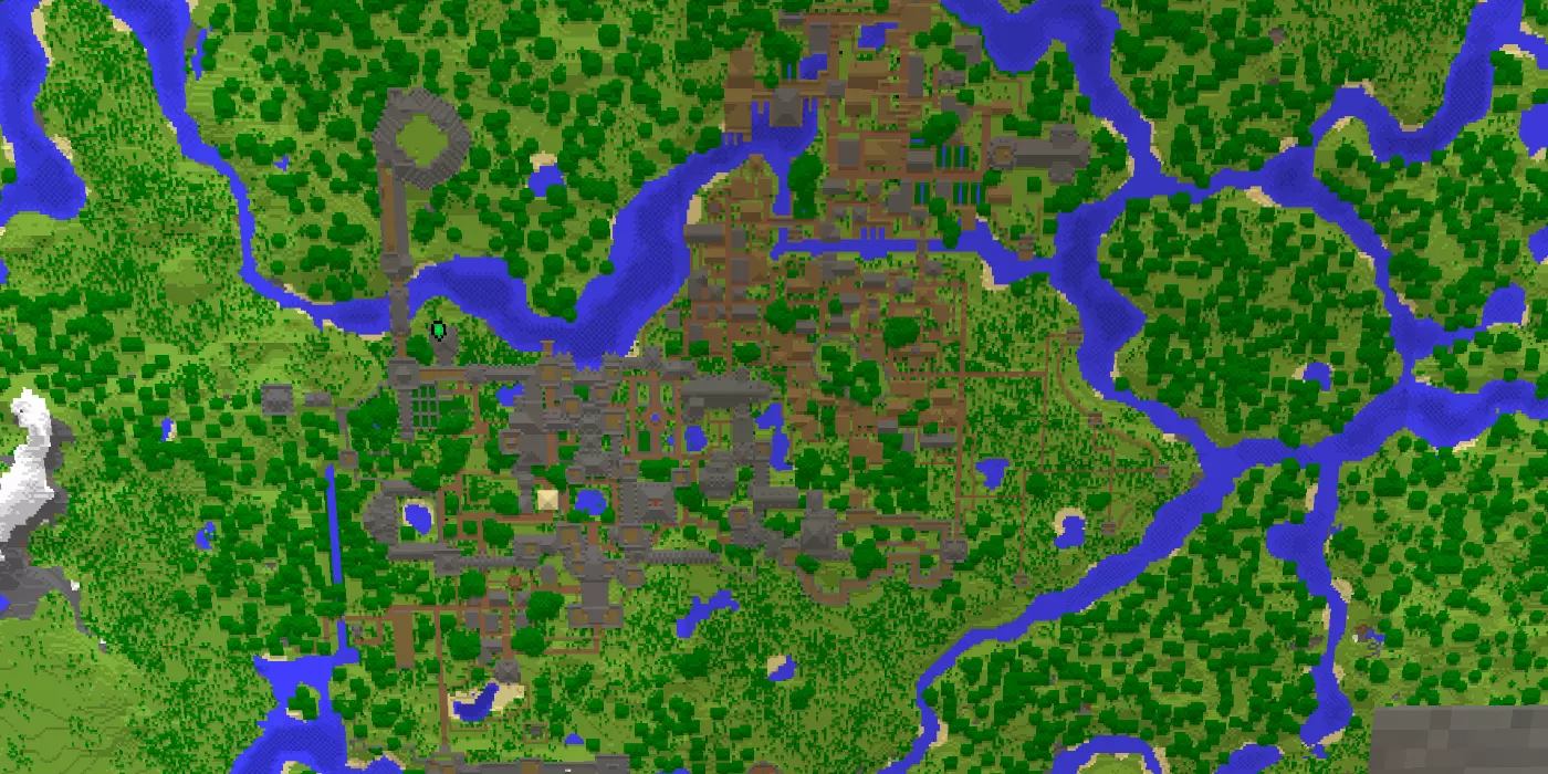 Mapa de Minecraft que mostra la base del jugador