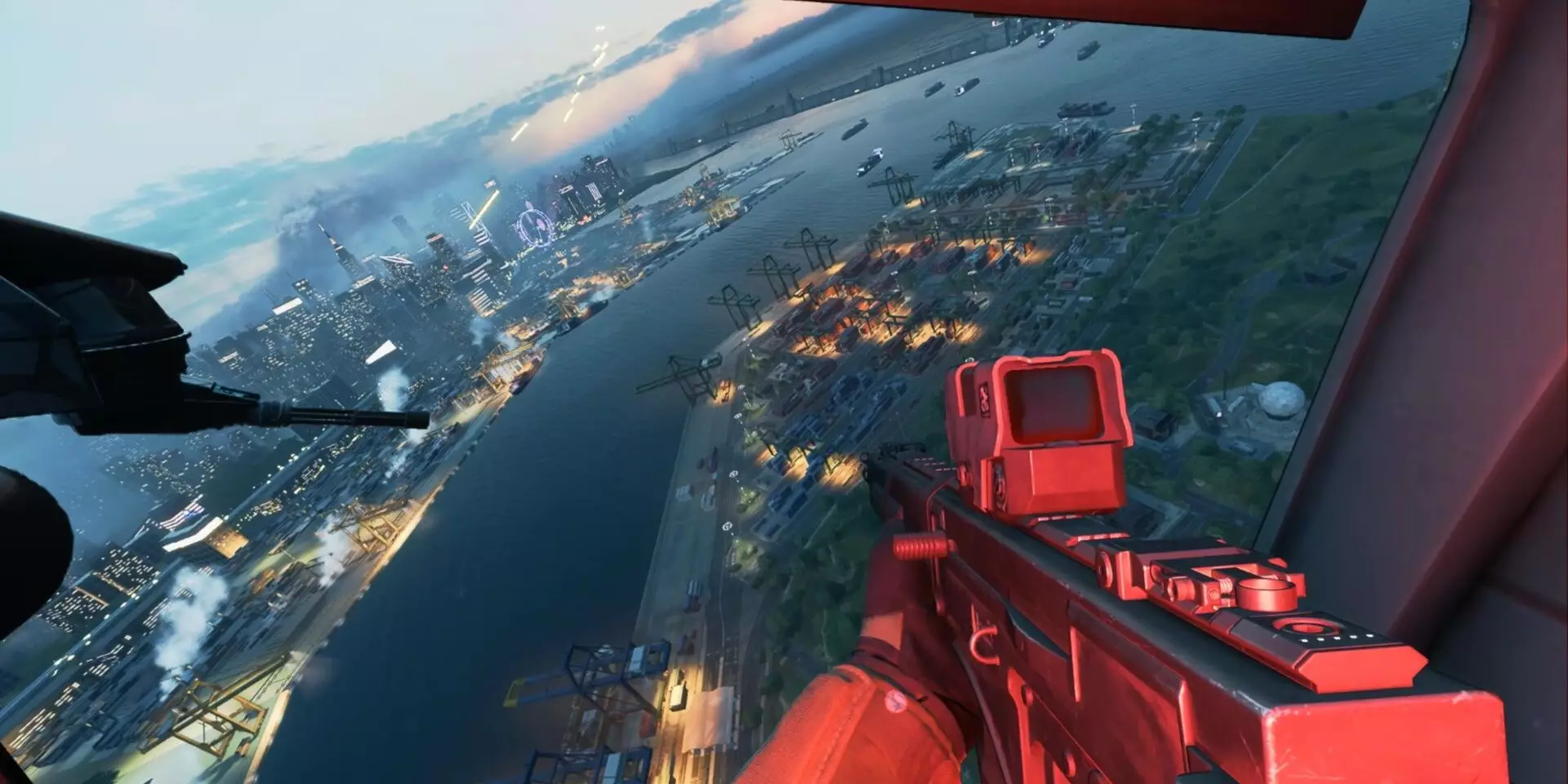 battlefield 2042 player na tumitingin sa labas ng helicopter bago ang laban