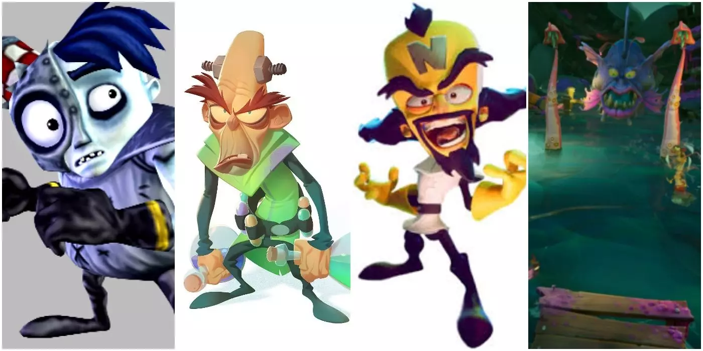 Rozdělený obrázek bossů Crash bandicootů