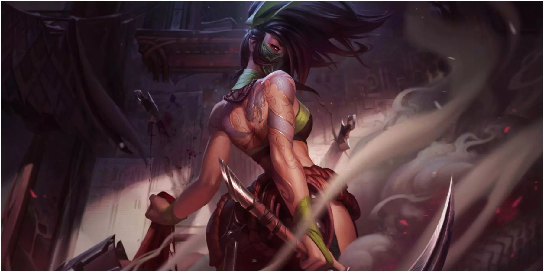 Akali gebruik haar ninja-gereedskap