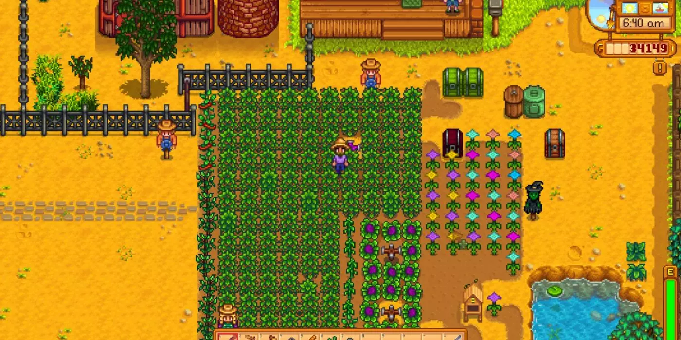 байшингийн доор болон цөөрмийн дэргэд stardew кофены ферм