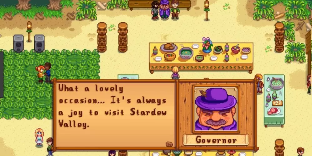 Одговор на гувернерот Фестивал на долината Stardew Luau