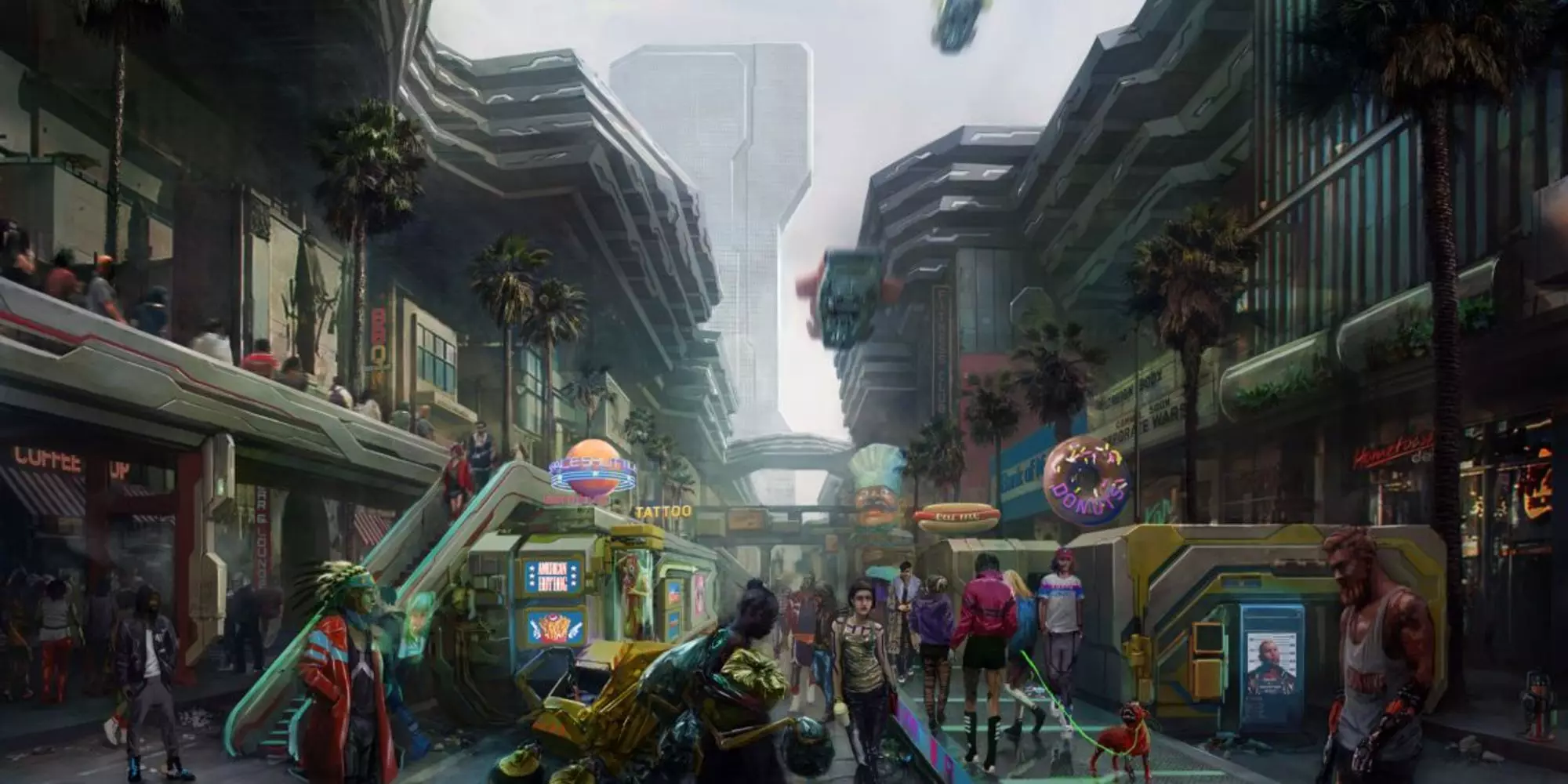 cyberpunk 2077 juego arte conceptual diversidad ciudad