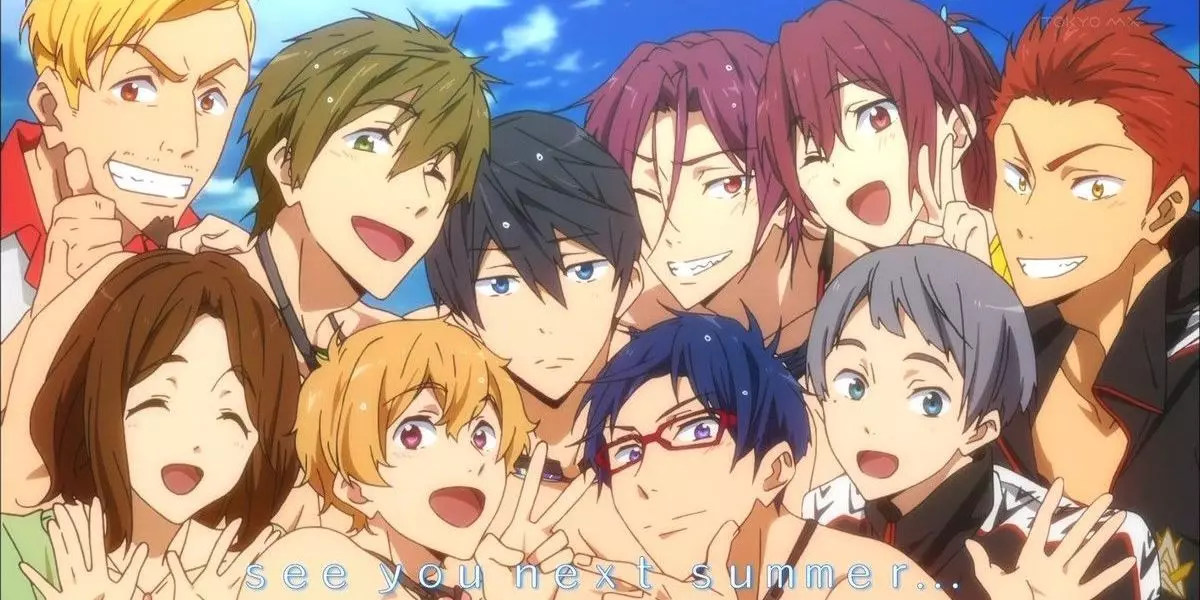 De balde! Os personaxes do Iwatobi Swim Club reuníronse