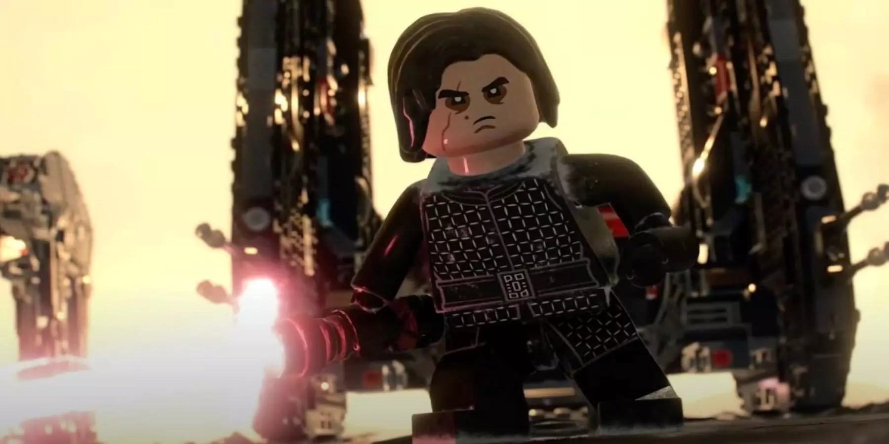 Kylo Ren akukumana ndi Resistance on Crait mu LEGO Star Wars: Kusintha kwa Skywalker Saga kwa Star Wars Episode 8: The Last Jedi