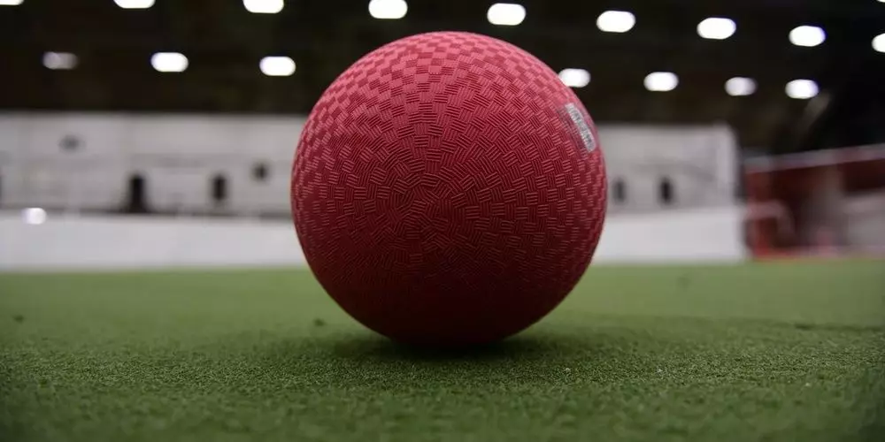 Fotografía de Stock de un dodgeball en Astroturf