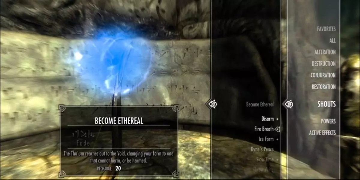 Skyrim چیختا ہے گائیڈ Ethereal پاور بنیں