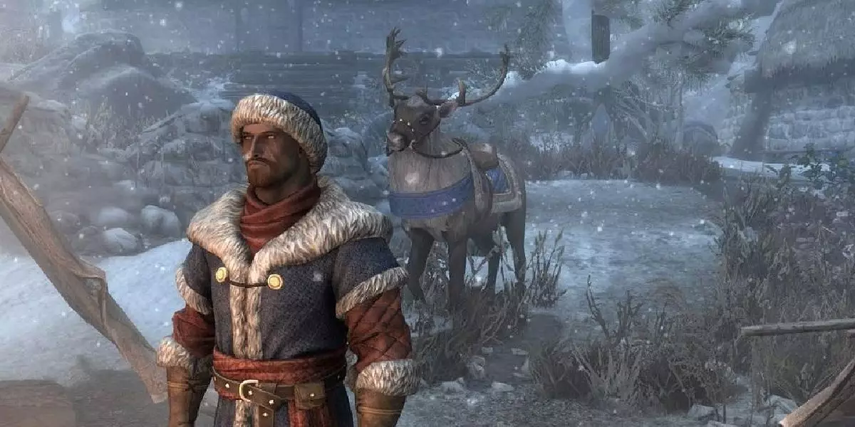 Skyrim Anniversary Saturalia Nové oblečenie Mount Reindeer