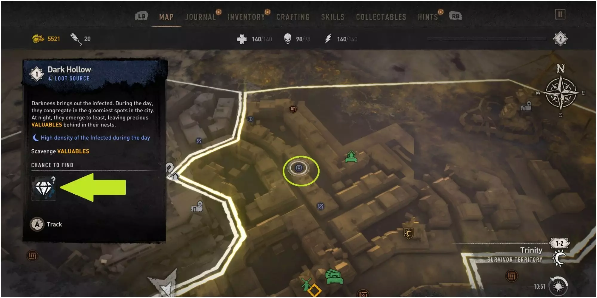 Dying Light 2 Iskanje temne votline na zemljevidu