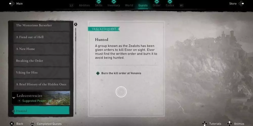 Assassins Creed Valhalla Quest Log Hunted Описание