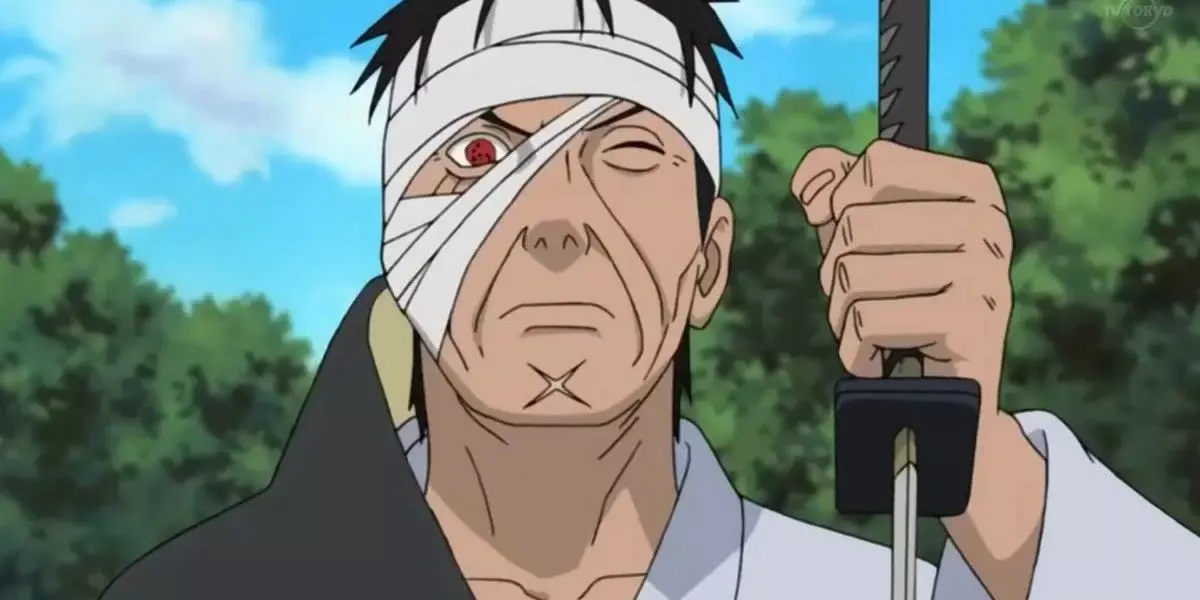 Danzo gebruikt de Sharingan in Naruto