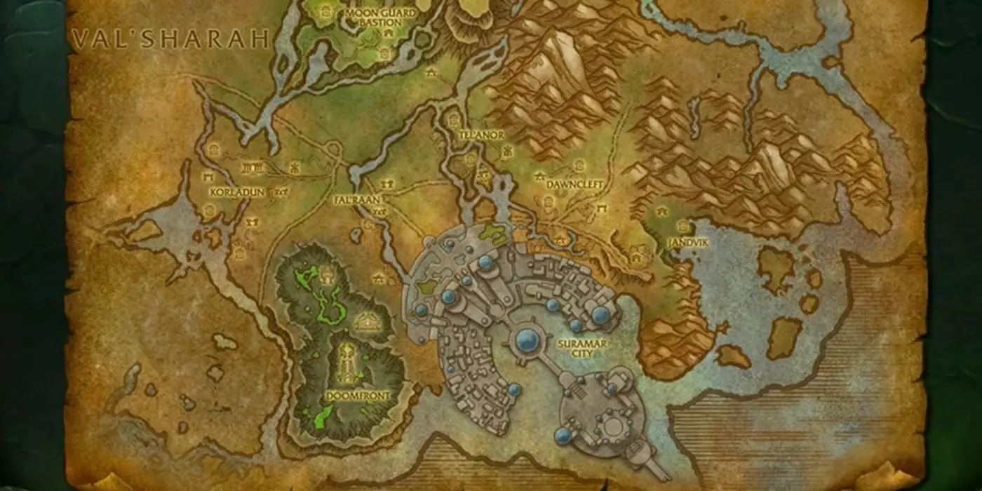 World of WarCraft Map of Suramar Legion