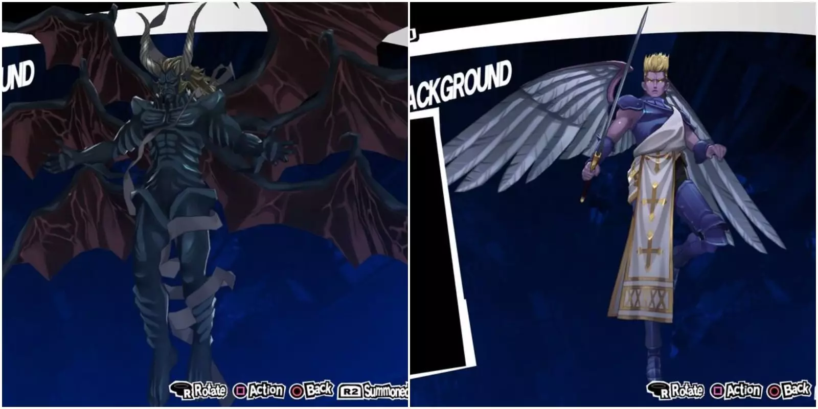 dois anjos da mitologia cristã em persona 5 royal