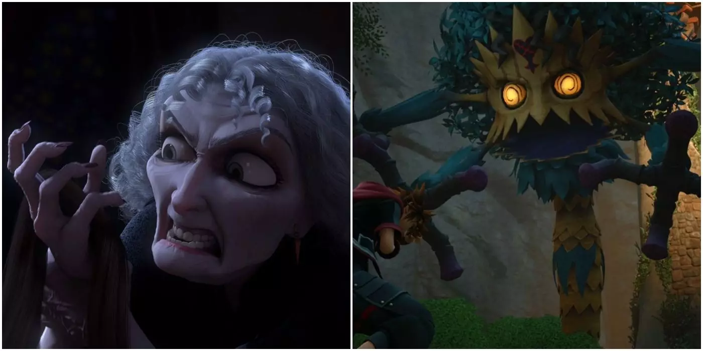 Gothel fariĝas polvo en Tangled and a Heartless en Kingdom Hearts III