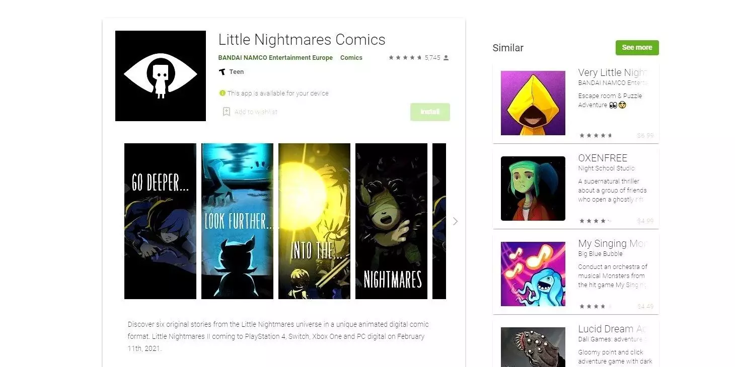 Application Little Nightmares Comics Google Play Store