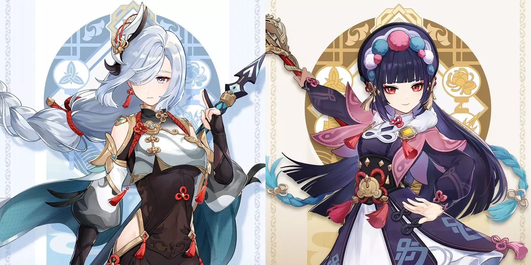 Personajes de Genshin Impact Shenhe y Yun Jin arte oficial