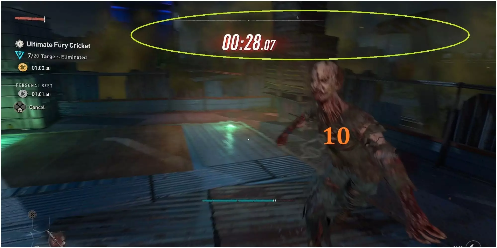 Dying Light 2 Ultimate Fury Cricket Turning Around to Hit Zombie Ten
