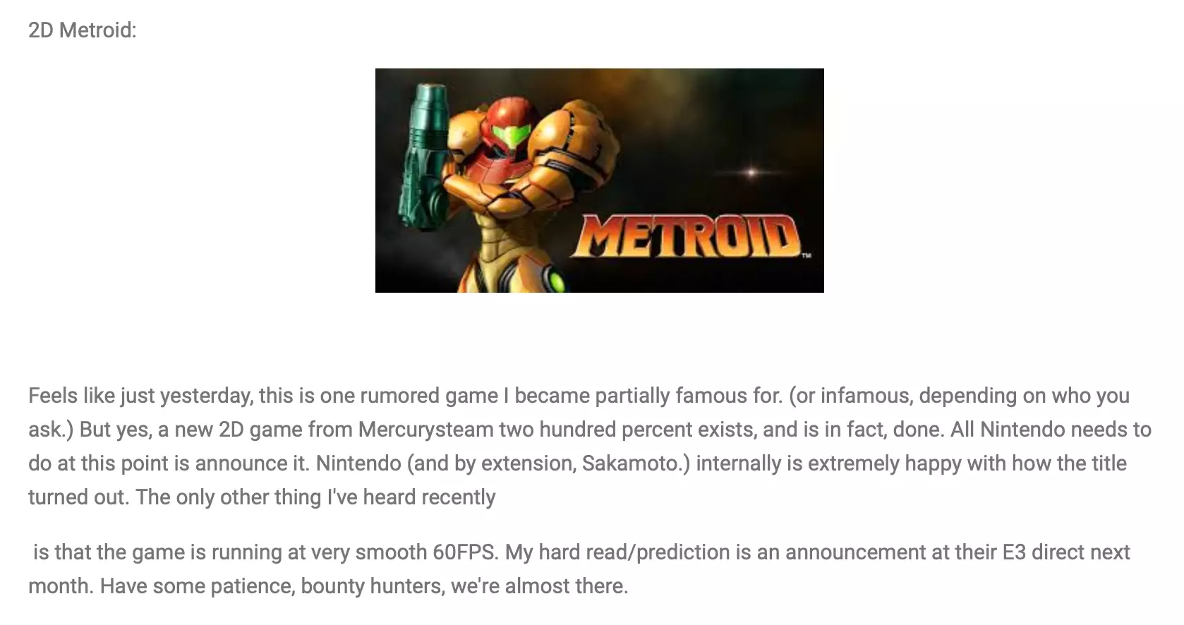 Leaker, yeni 2D Metroid oyununun 