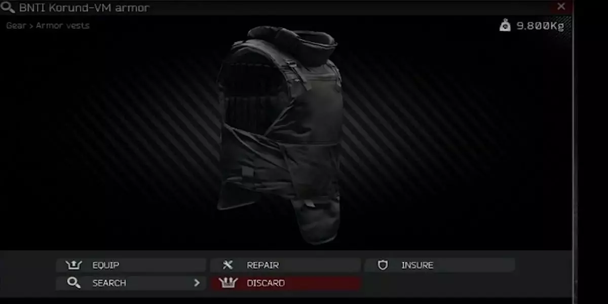 Wepụ site na nseta ihuenyo Tarkov BNTI Korund-VM na ihuenyo menu