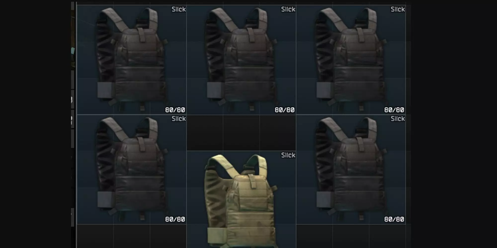 I-Escape From Tarkov Slick armor imibono ehlukene ye-vest yokuzivikela