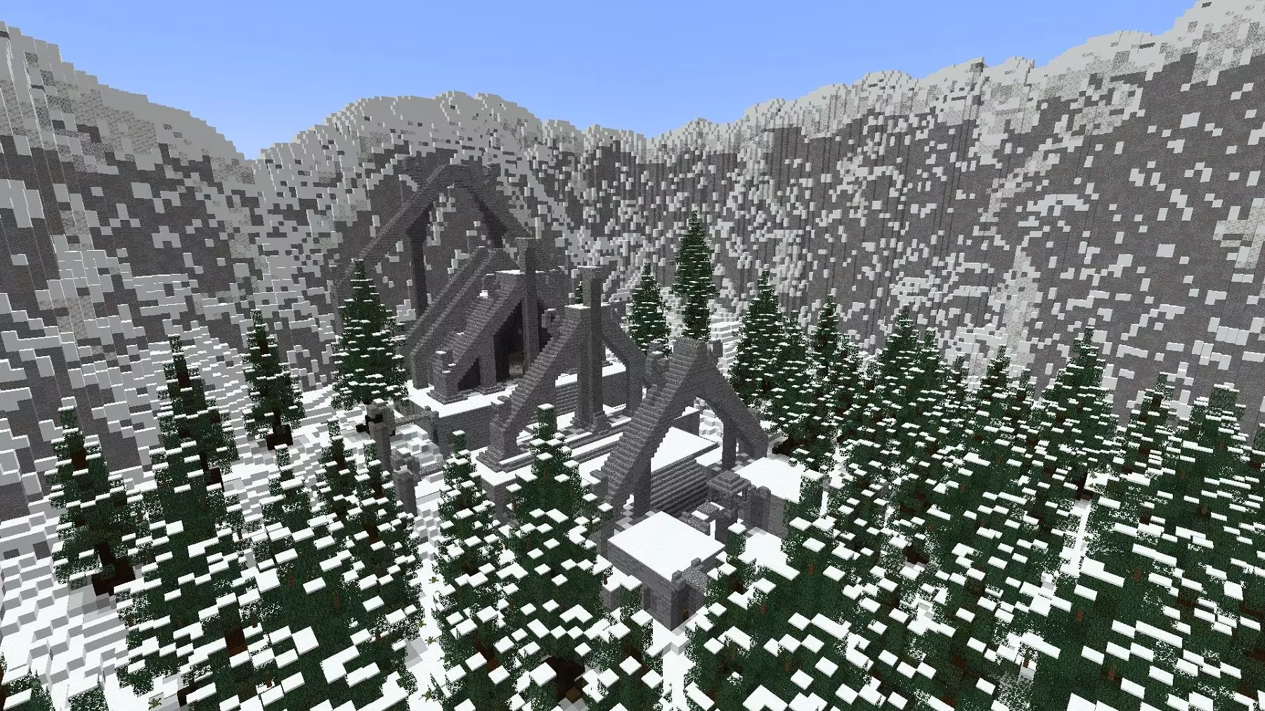 Bild aus Minecraft, das eine Nachbildung von Skyrims Dungeon Bleak Falls Barrow zeigt.