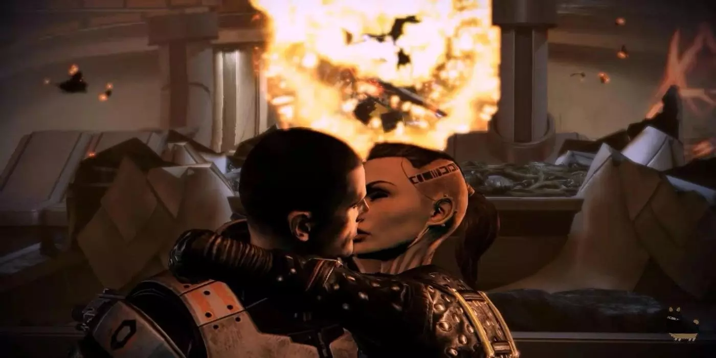 Jack și Shepard se sărută în Mass Effect 3