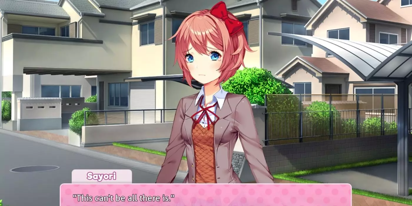 Un Sayori preocupat del Club de Literatura Doki Doki